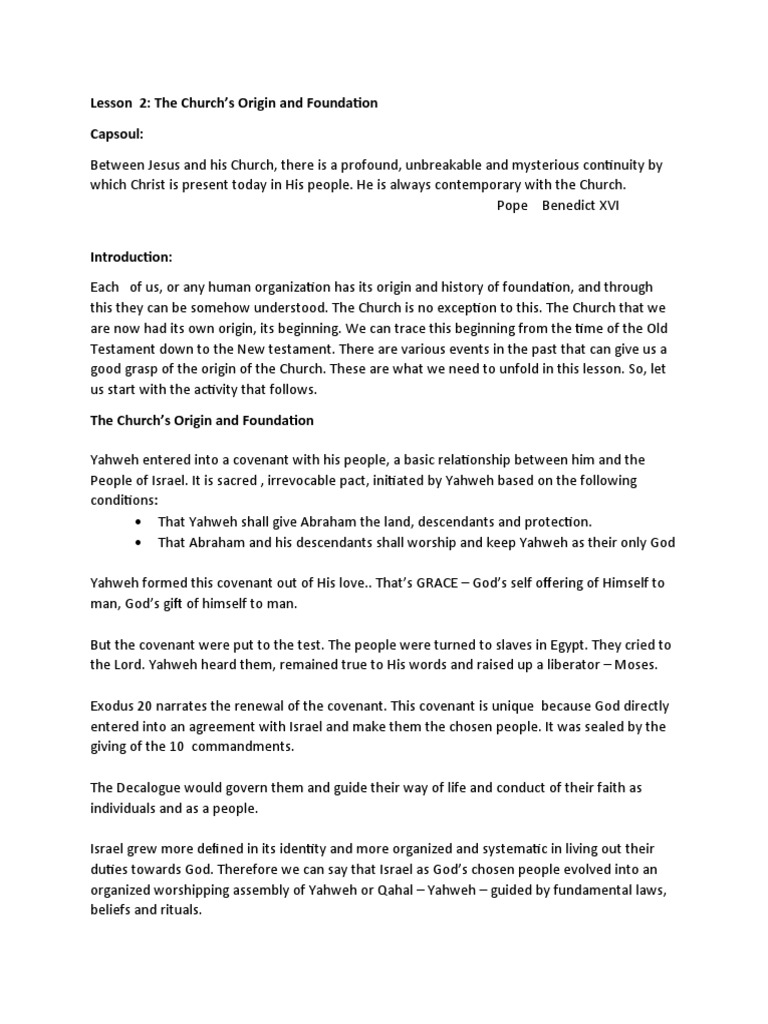 L2 The Churchs Origin and Foundation | PDF