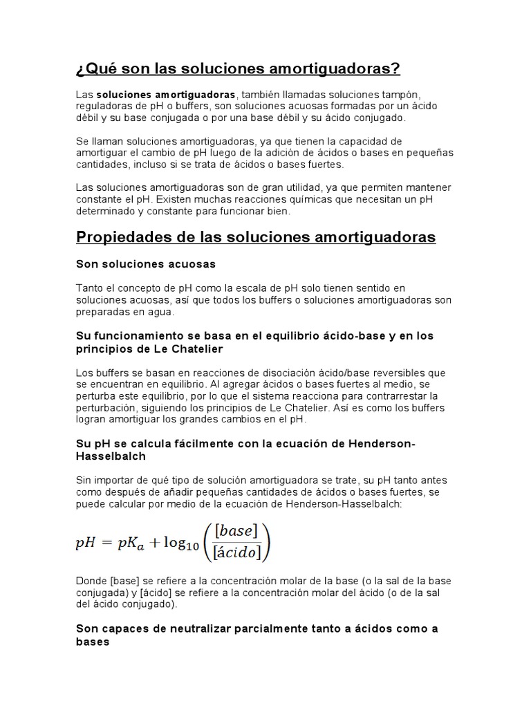 Soluciones Amortiguadoras | PDF