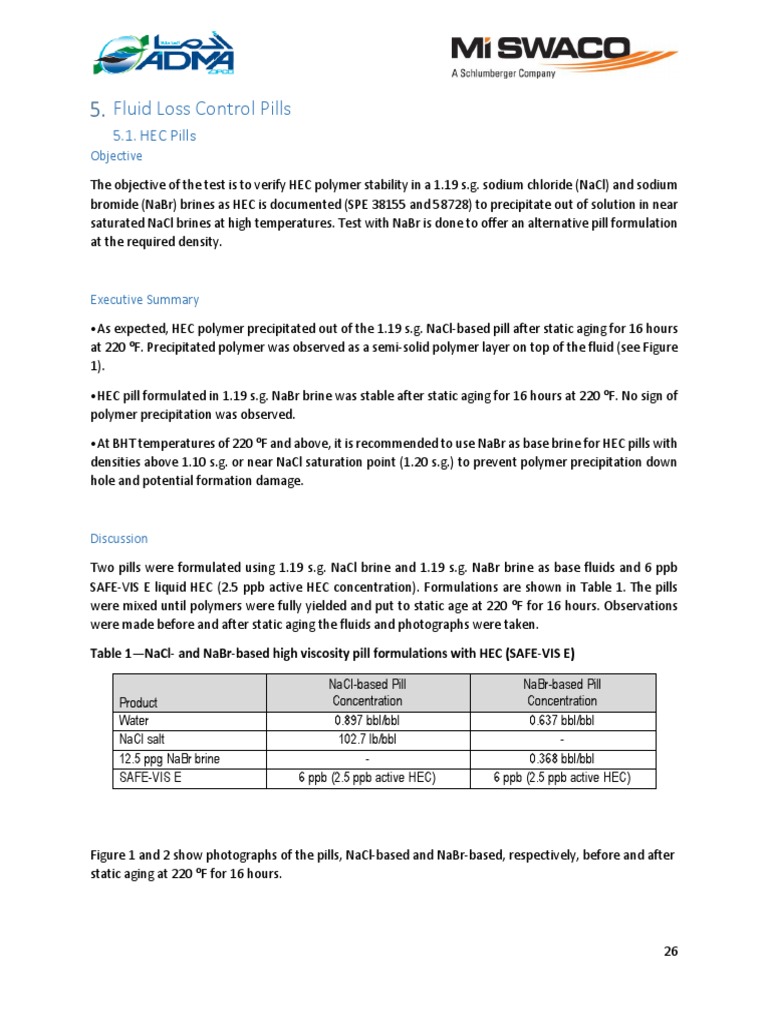 Fluid Loss Control Pills - Completion Brine | PDF