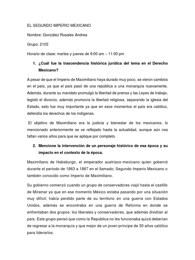 El Segundo Imperio Mexicano: Maximiliano | PDF | México