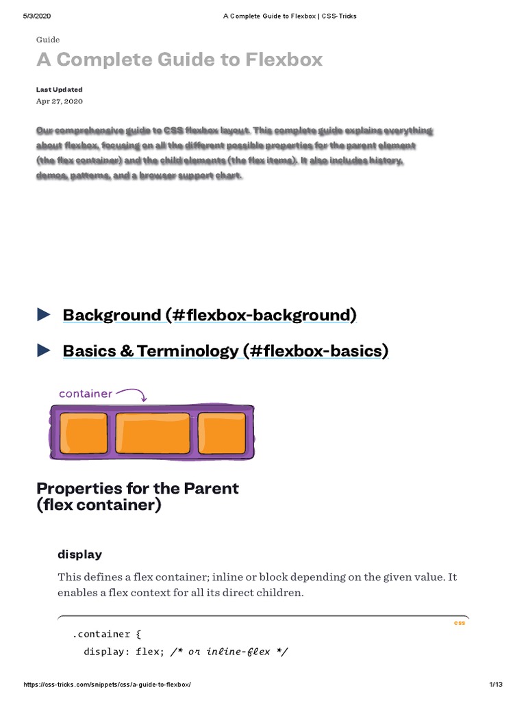 A Complete Guide To Flexbox Css Tricks Pdf Computer Programming