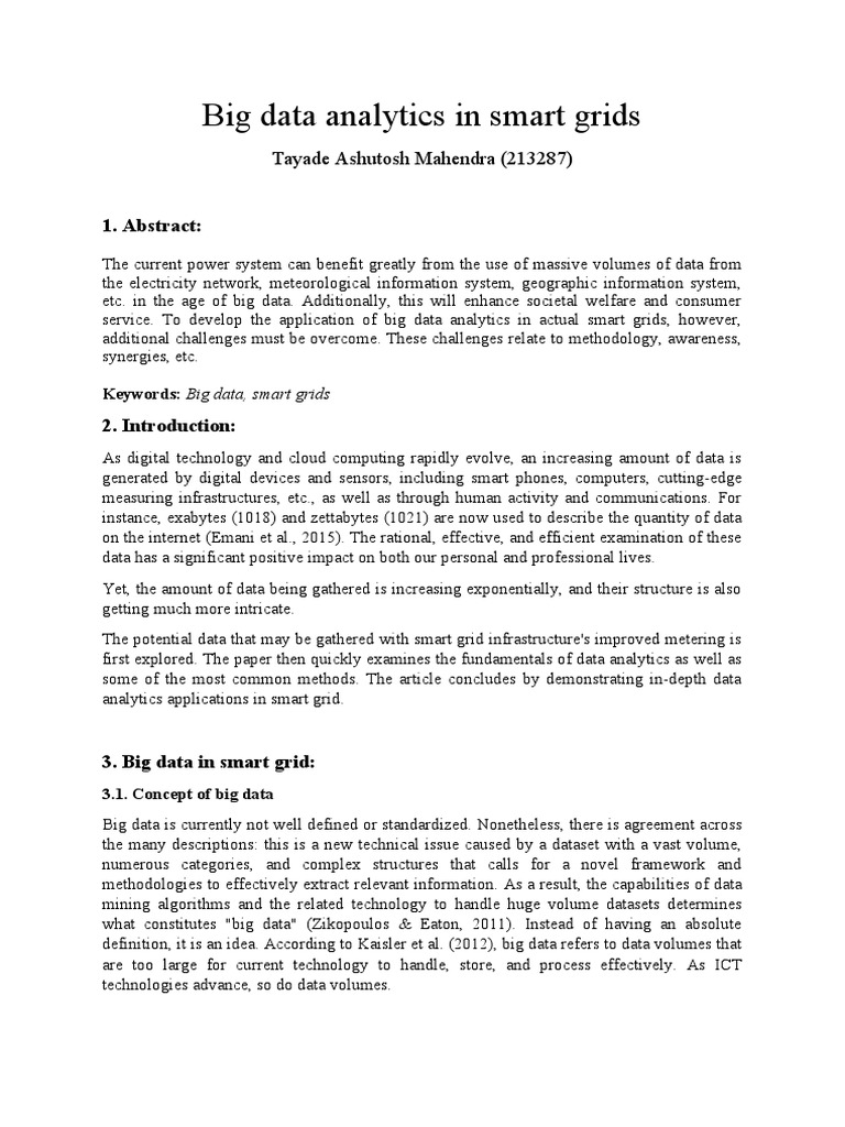 Big Data Analytics in Smart Grids | Download Free PDF | Big Data ...