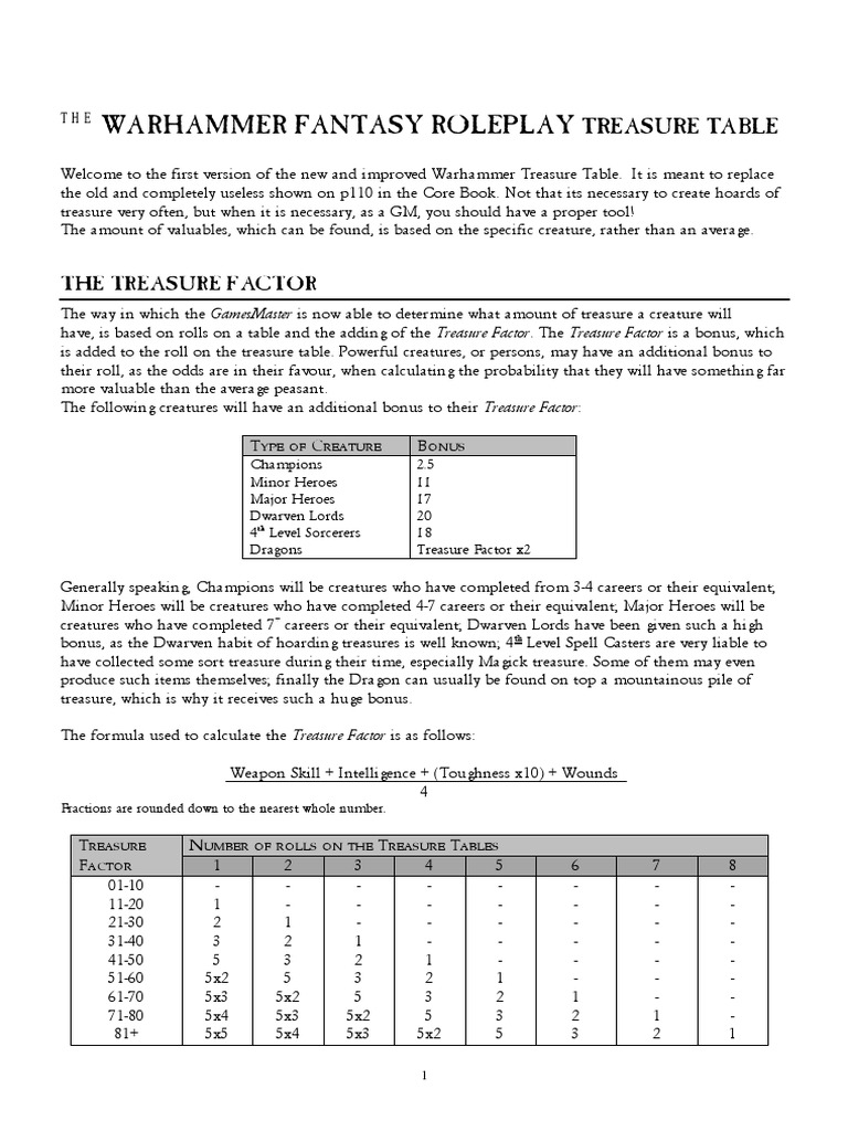Treasure Table | PDF