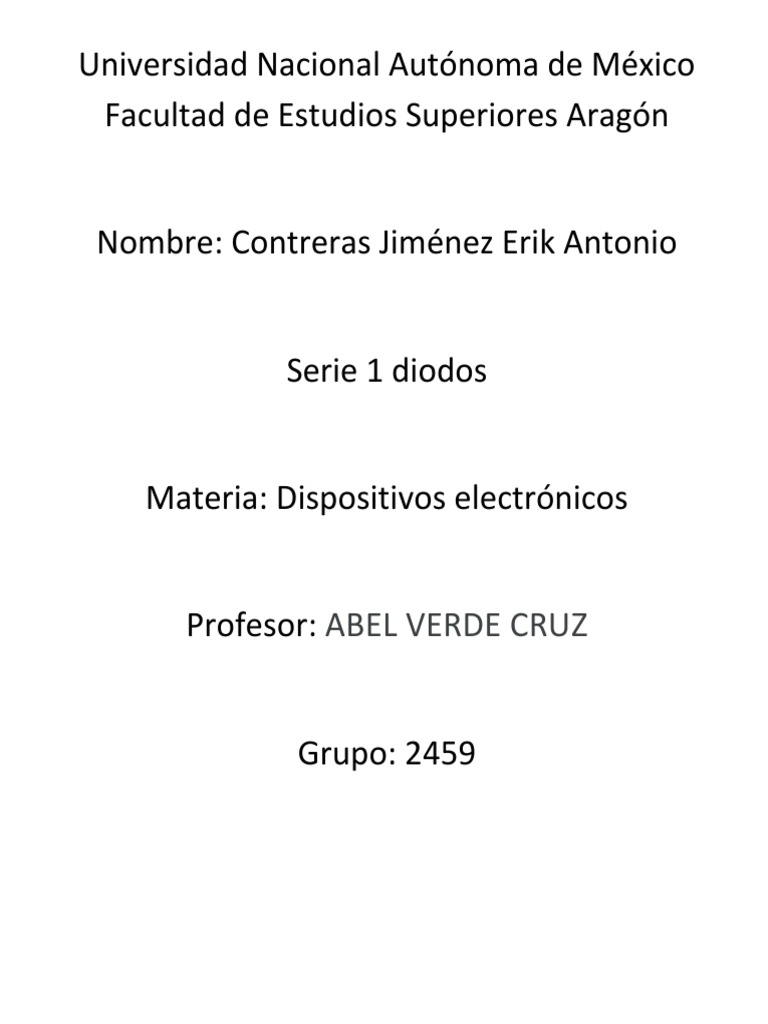 Serie 1 Diodos | PDF | Ingeniería Electrónica | Bienes manufacturados
