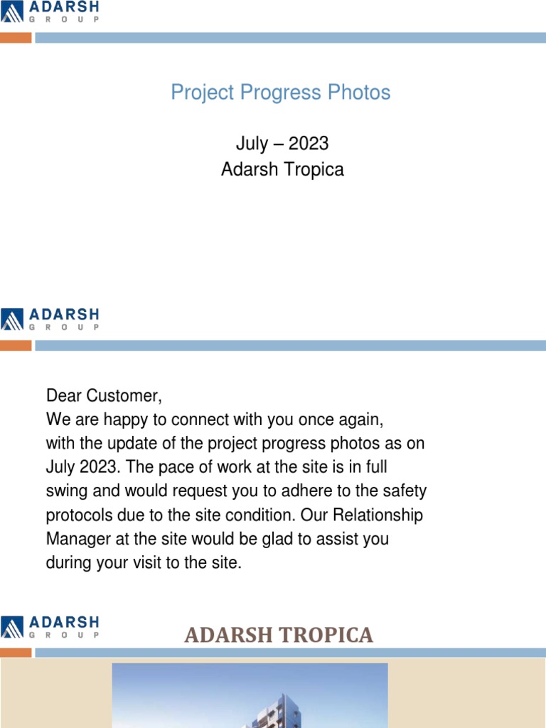 Adarsh Tropica Project Update July 2023 | PDF