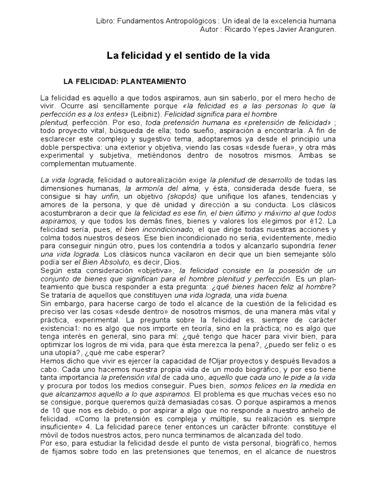 Separata-La Felicidad. | PDF | Felicidad | Vida
