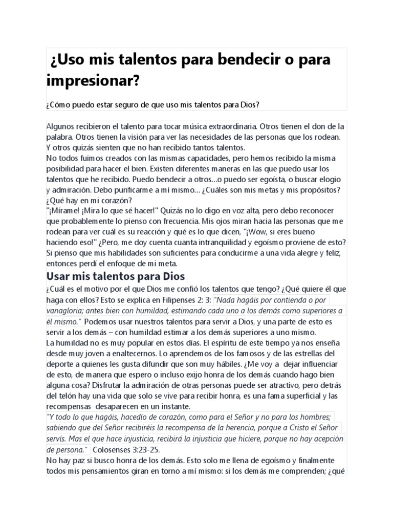 Uso Mis Talentos | PDF | Parábolas de Jesús | Evangelio de Mateo