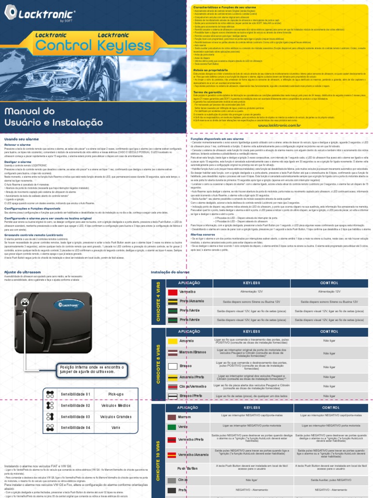 Manual de Instalação do Alarme Locktronic | PDF