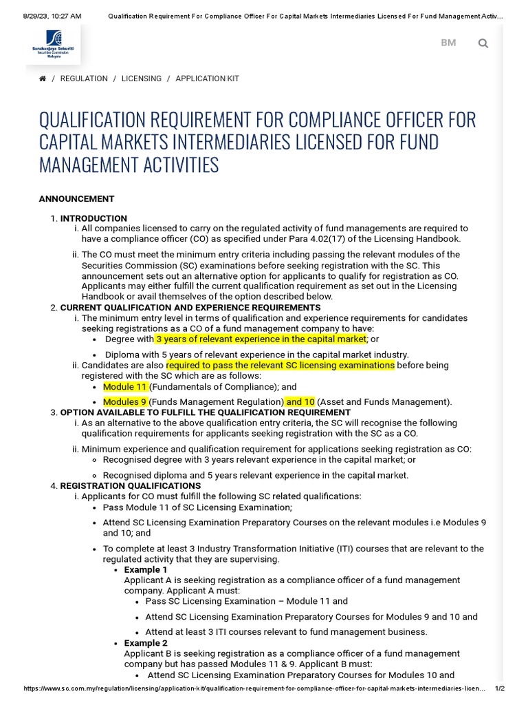 Qualification Requirement For CMSRL | PDF