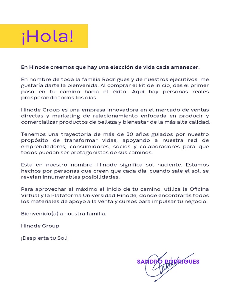 Carta de Bienvenida | PDF