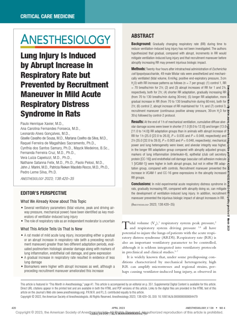 XavierPH Anesthesiology 2023 | PDF