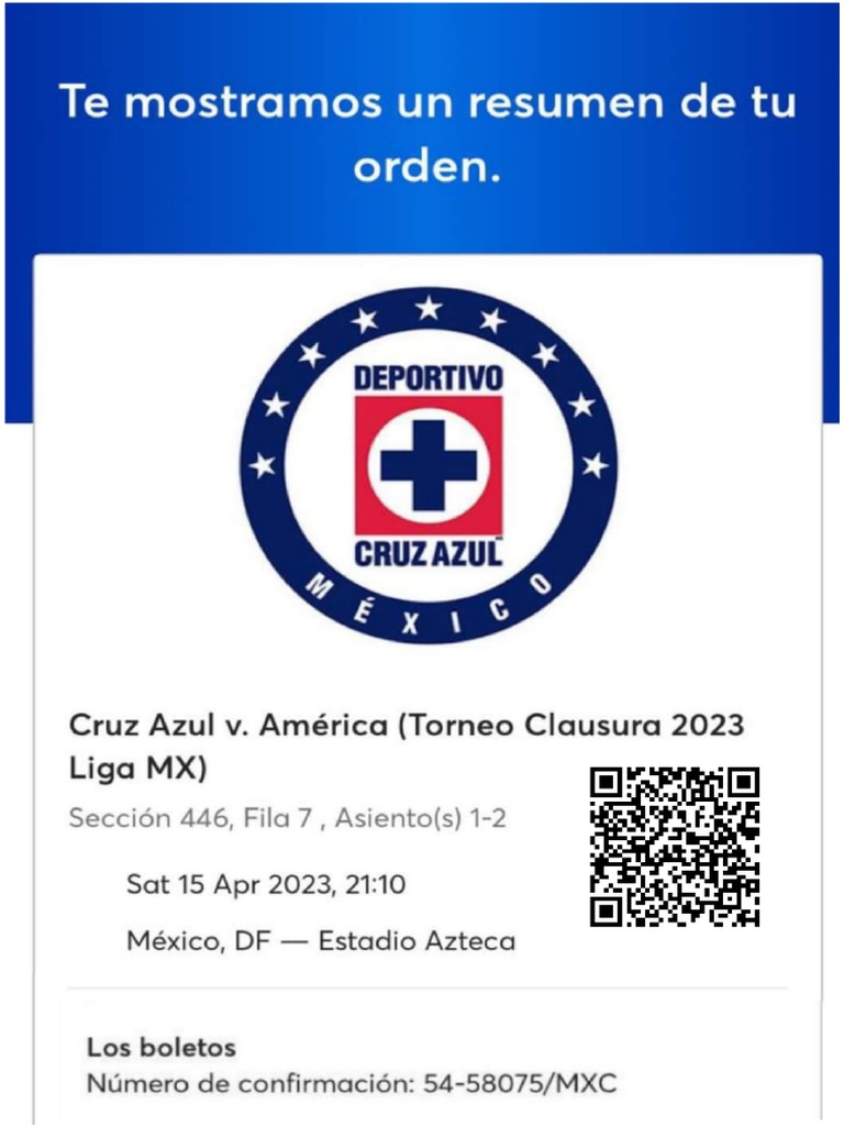 Cruz Azul Vs America TicketFast150423 | PDF
