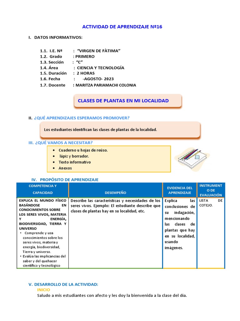 Sesiòn Ct. Què Clases de Plantas Hay en Mi Localidad | PDF