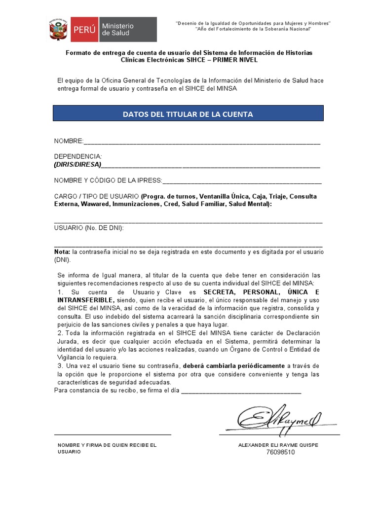 Acta Creacion de Usuario Sihce 2023 | PDF | Contraseña | Informática