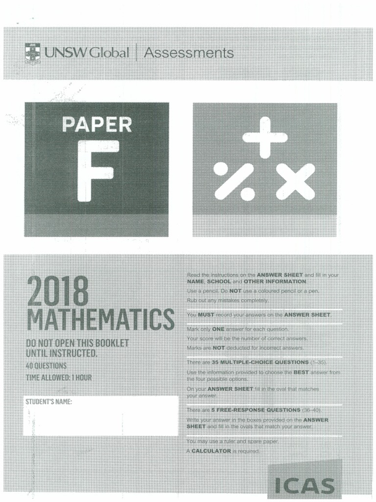 Paper F Math 2018 | PDF
