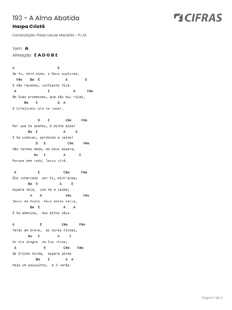 CIFRAS - Cifra - Harpa Crista - 193 A Alma Abatida | PDF