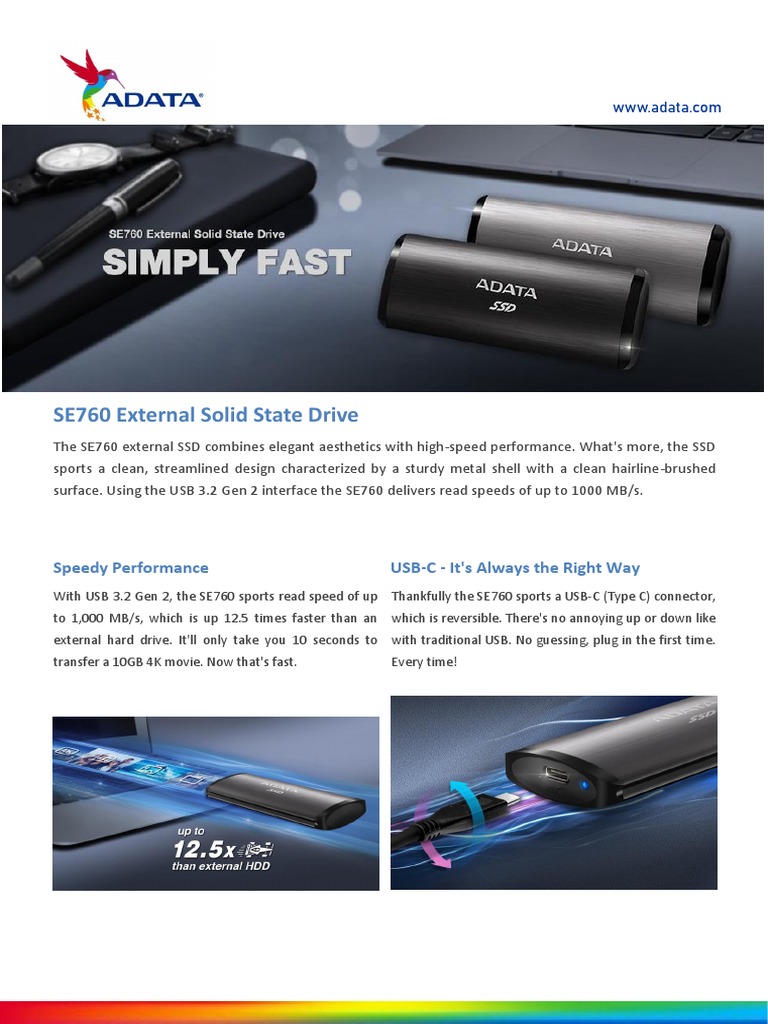 ADATA SE760 1TB External SSD Overview | PDF