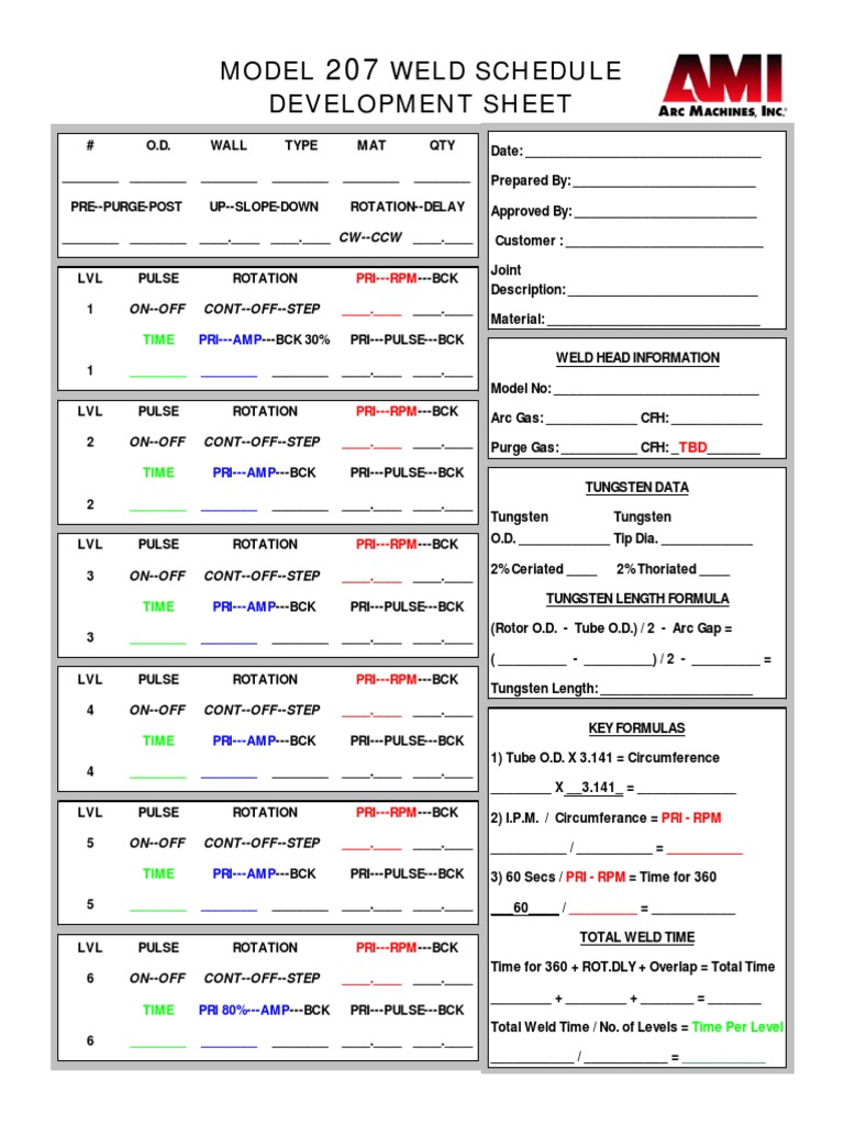 Ref Doc 1 - Blank M207 Weld Schedule Development Sheet | PDF | Welding | Construction