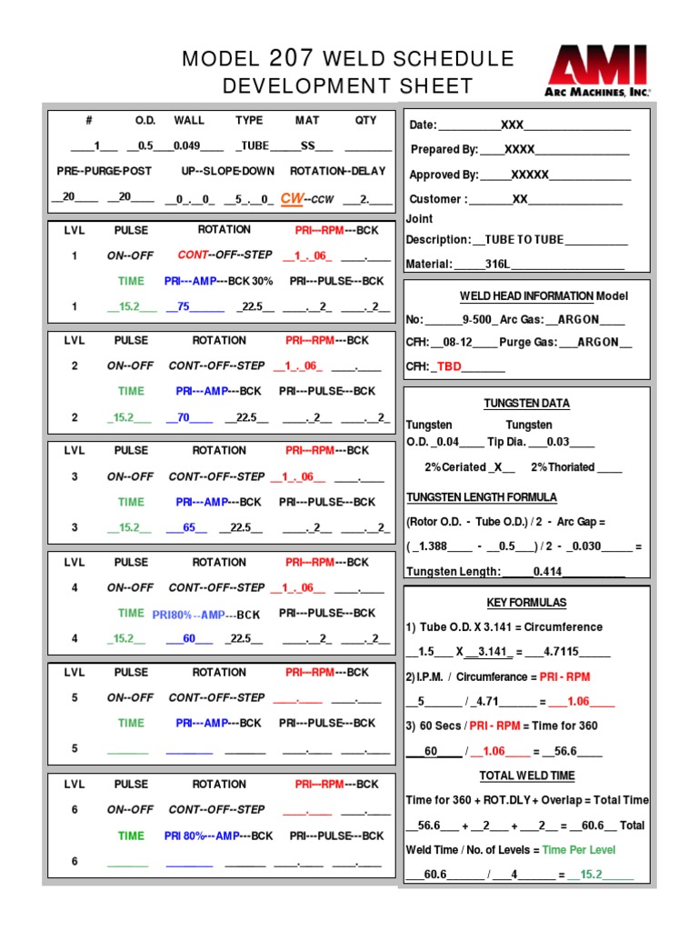 Ref Doc 1.3 - 1.5 INCH OD, 9-1500 4 LEVEL M207 Weld Schedule ...