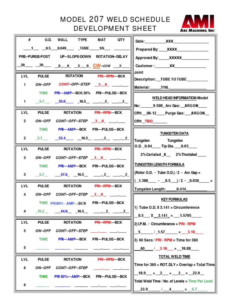 Ref Doc 1.4 - 0.5 INCH OD, 9-500 4 LEVEL M207 Weld Schedule Development ...