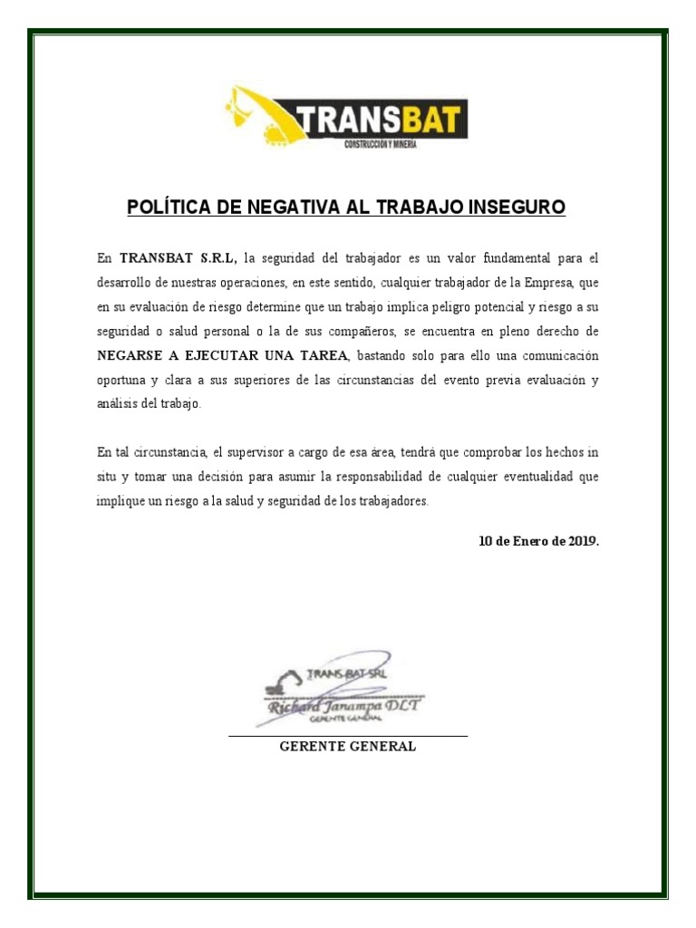 Politica Negatividad Al Trabajo Inseguro | PDF