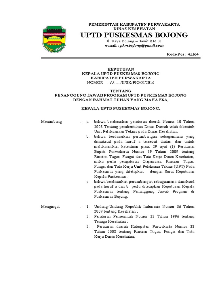 SK Penanggung Jawab Program | PDF