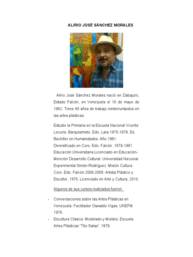 Biografía Del Artista Plástico Alirio Jose Sanshez Morales | PDF