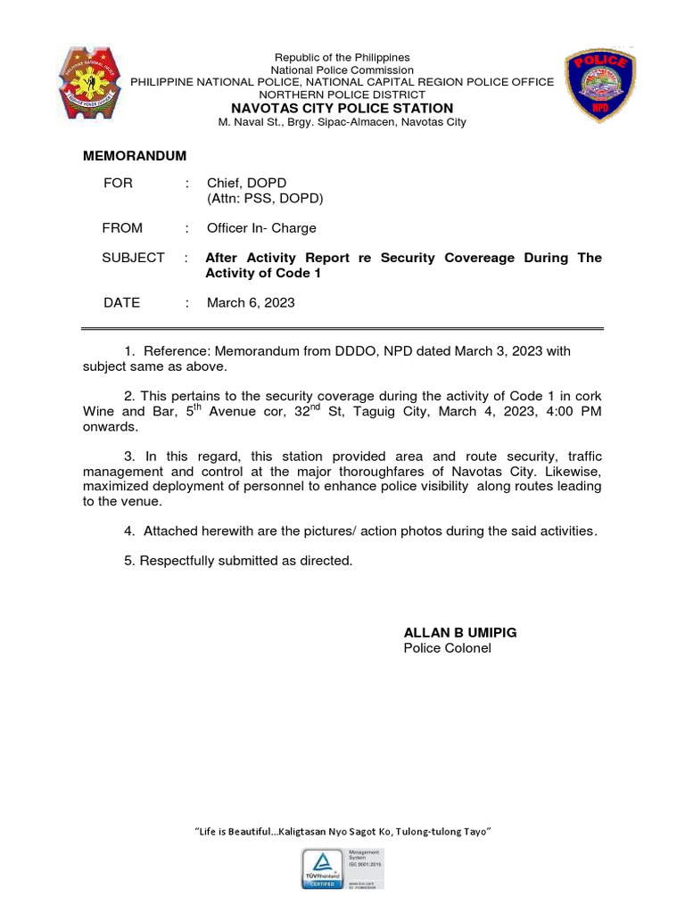After Activity Report: Code 1 Security | PDF | Social Science