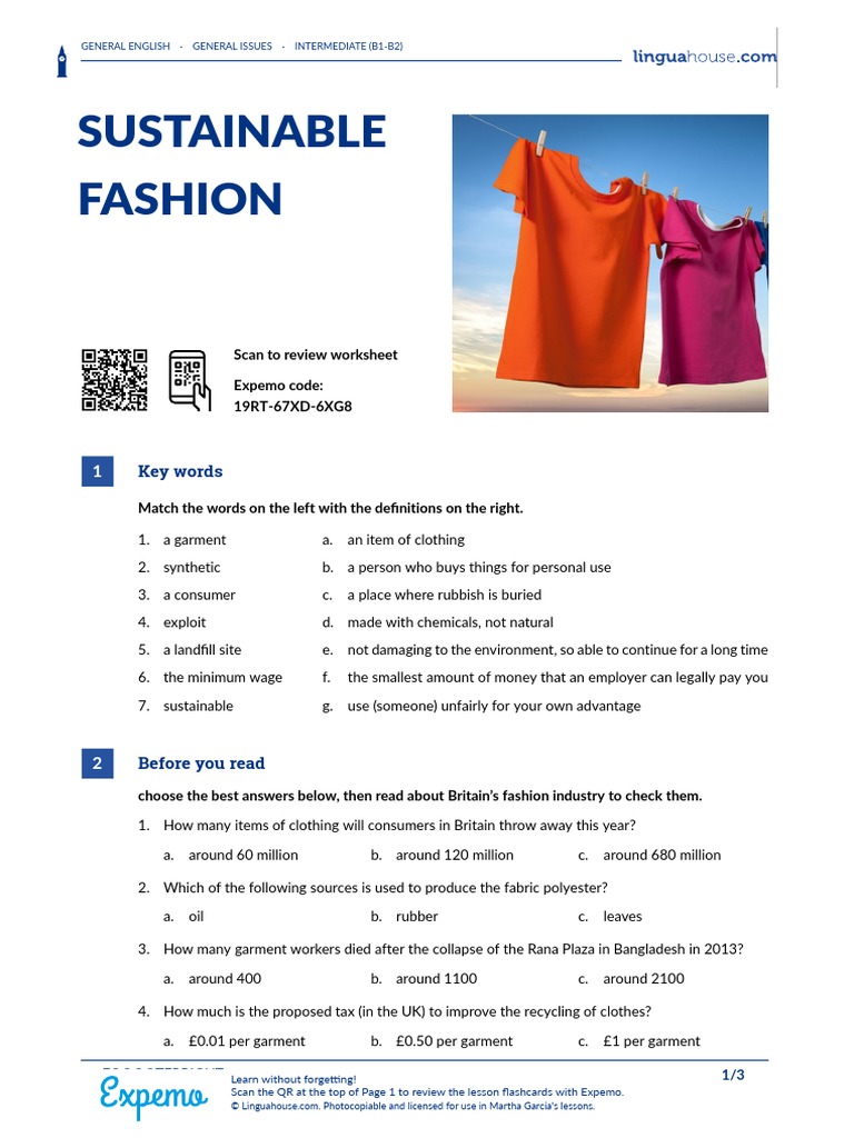 Sustainable Fashion British English Teacher | PDF | Clothing | Economies