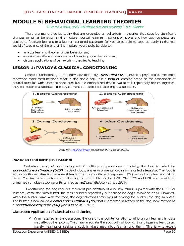 Ed 2 Module 5 | PDF | Classical Conditioning | Reinforcement