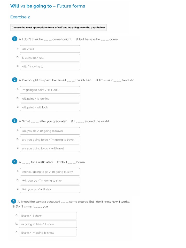 Will Vs Going To | PDF