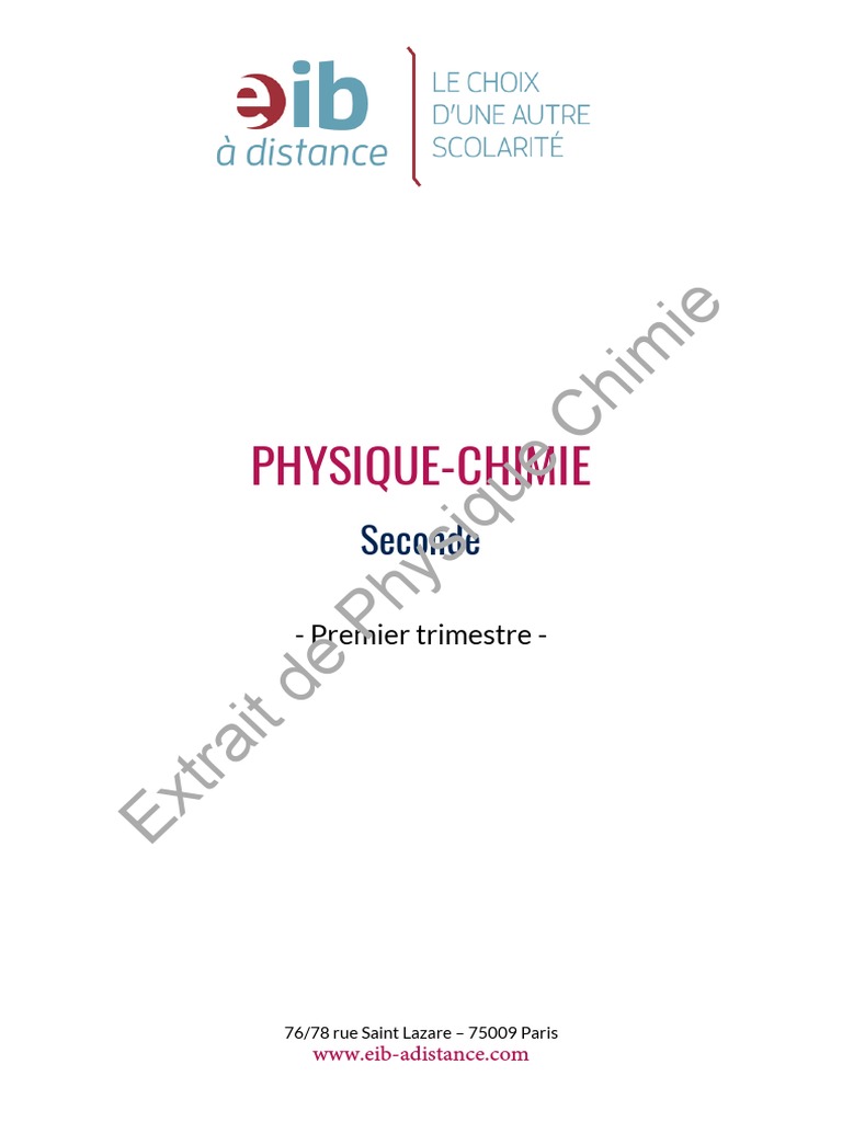 Extrait de Cours 2nde Physique Chimie | PDF