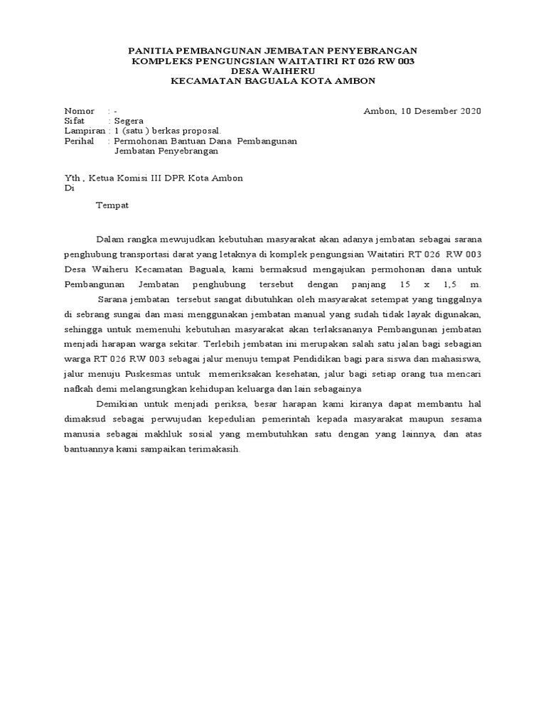 Proposal Pembangunan Jembatan | PDF | Griya & Taman