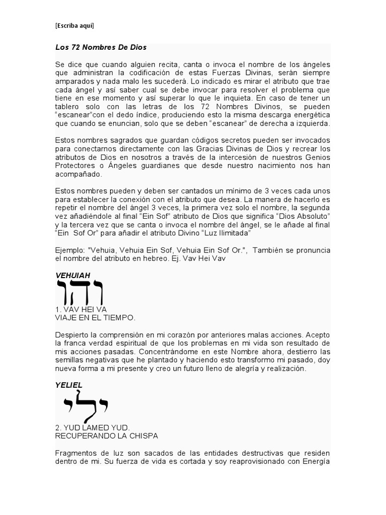 Los 72 Nombres de Dios | PDF | Amor | Nombres de Dios en el judaísmo