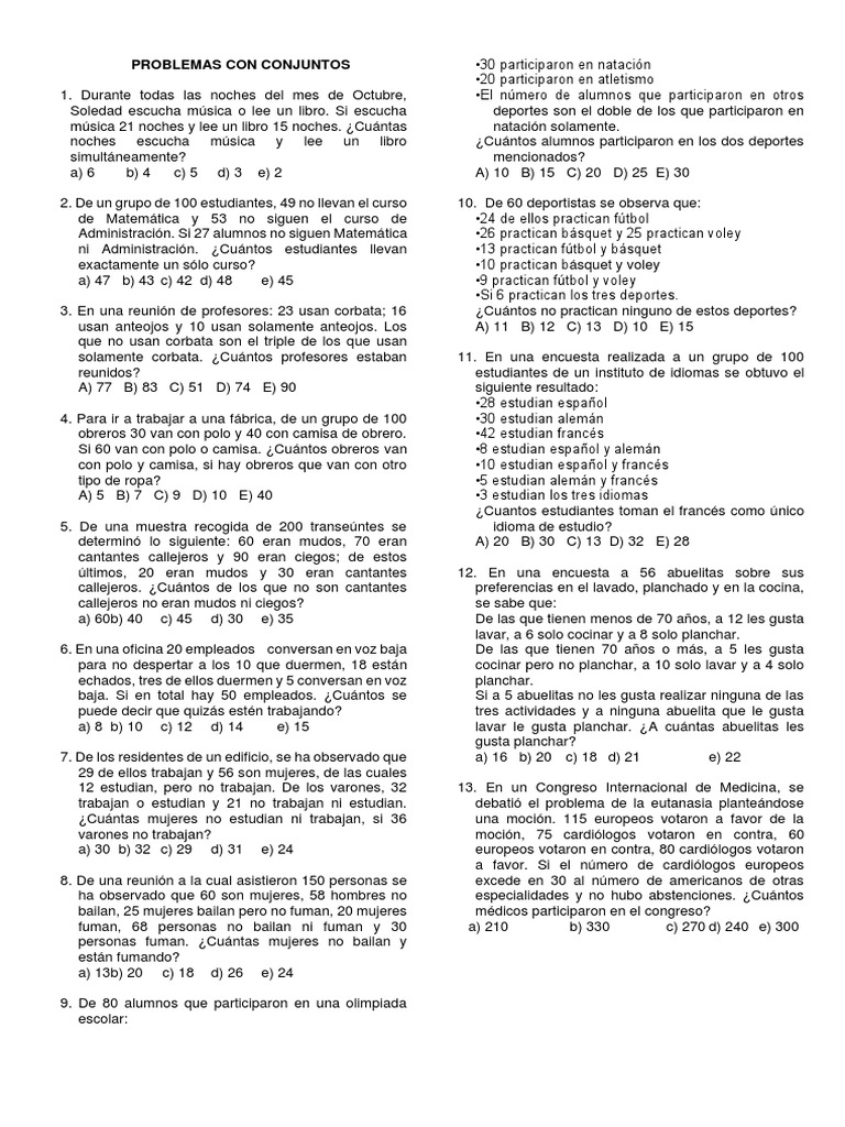 Problemas Con Conjuntos | PDF