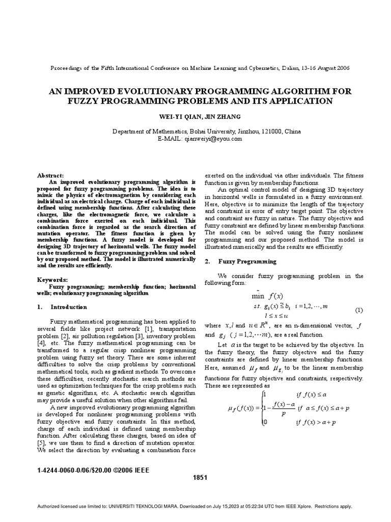An Improved Evolutionary Programming Algorithm For Fuzzy Programming Problems And Its