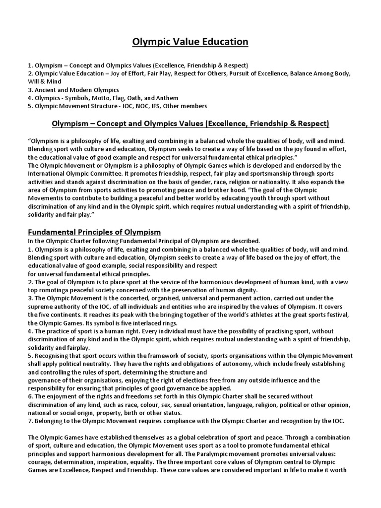 OLYMPIC VALUE EDUCATION KVKTM | PDF