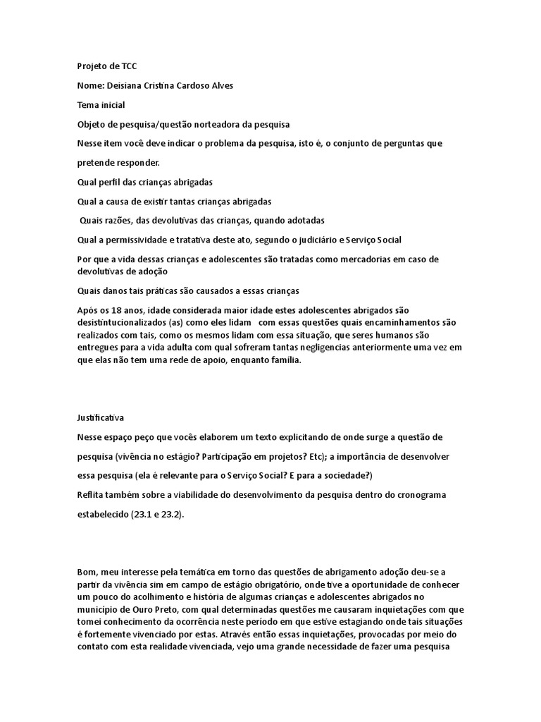 Projeto de TCC | PDF | Bem-estar