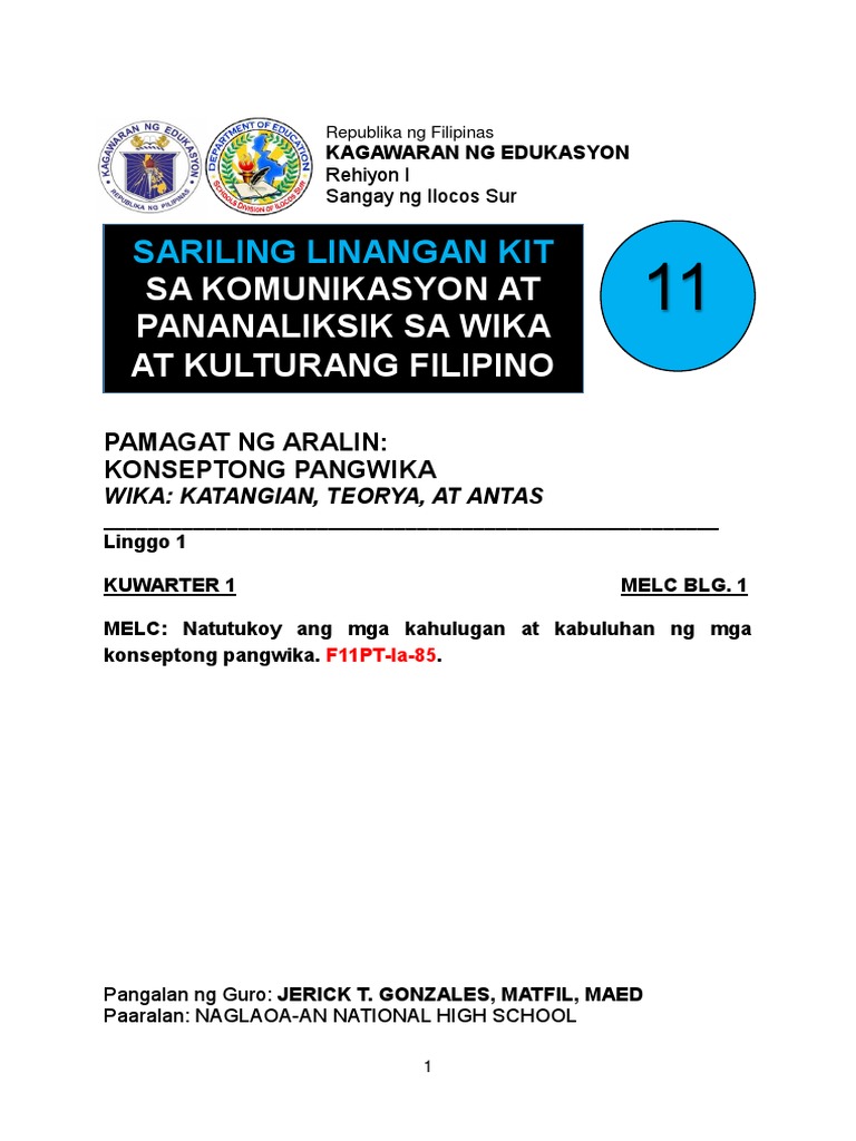 Komunikasyon at Pananaliksik SLK 1 | PDF