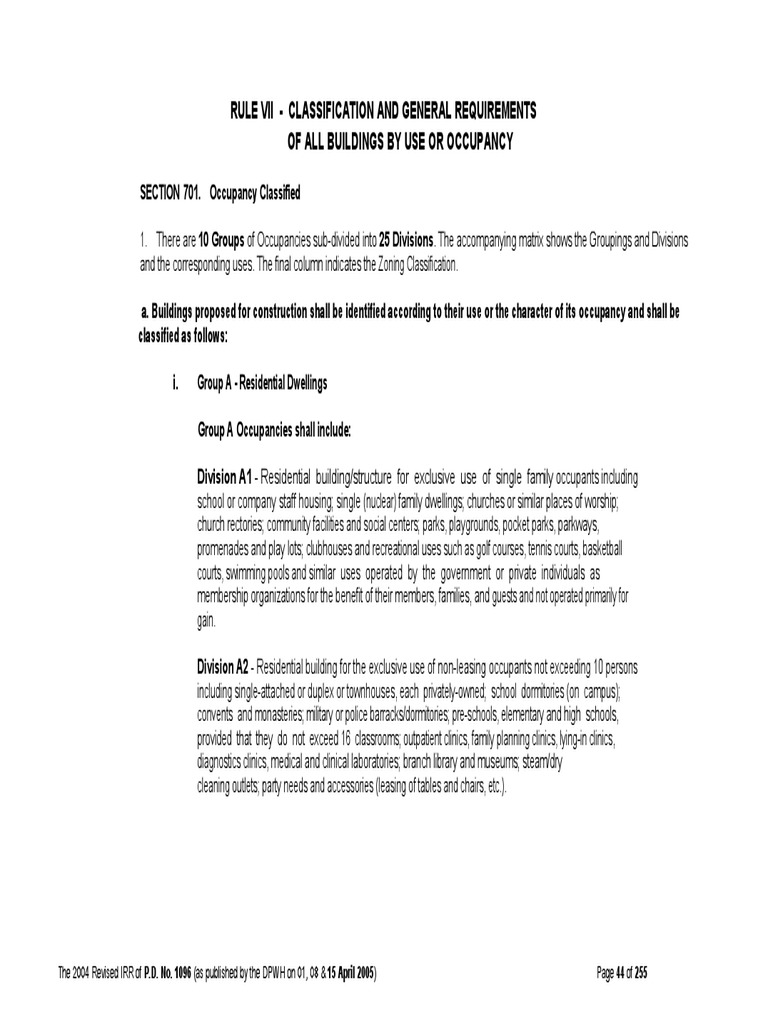 Building Use Classification Guide | PDF