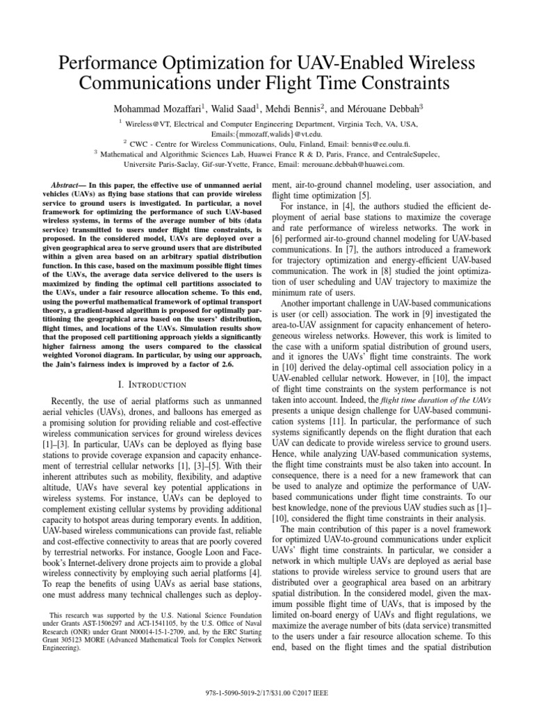 2017 Performance Optimization For UAV-Enabled Wireless Communications ... 2017 Performance Optimization For UAV-Enabled Wireless Communications ...