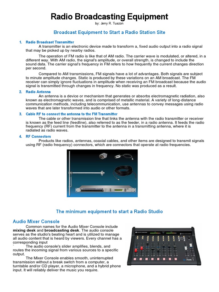 Essential Radio Broadcasting Equipment | PDF | Transmitter | Microphone