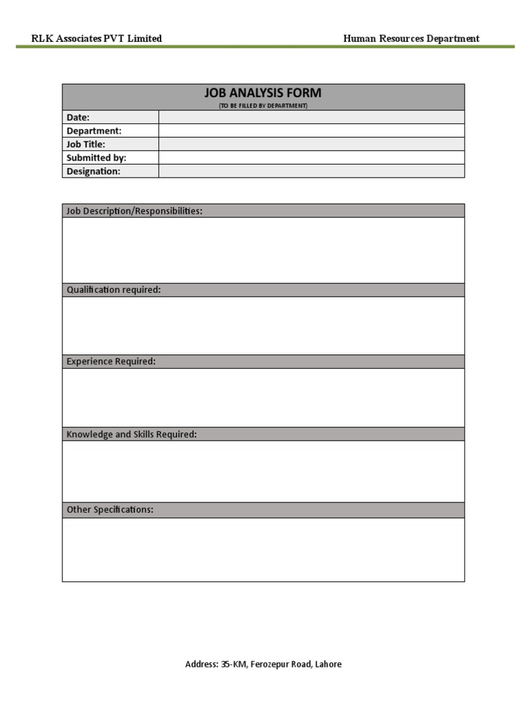 Job Analysis Form | PDF