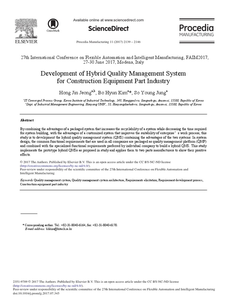 Development of Hybrid Quality Management System For Construction | PDF