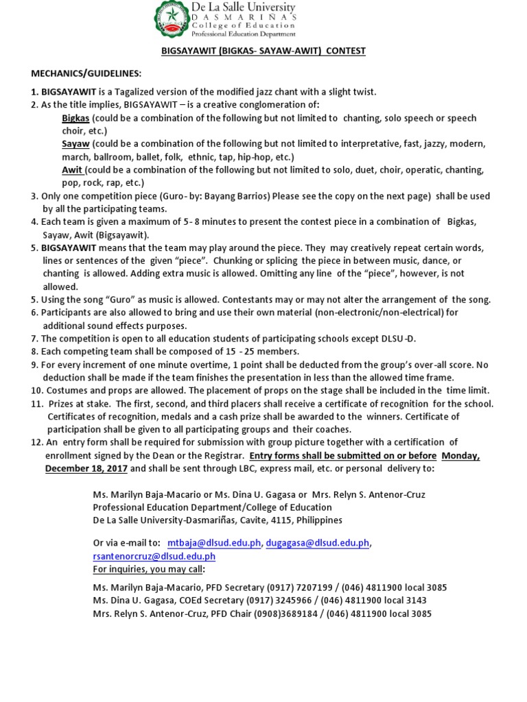 Dokumen - Tips - Bigsayawit Bigkas Sayaw Awit Contest Mechanics ...