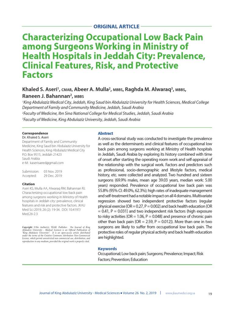 1-Characterizing Occupational Low Back Pain Among Surgeons Working in ...