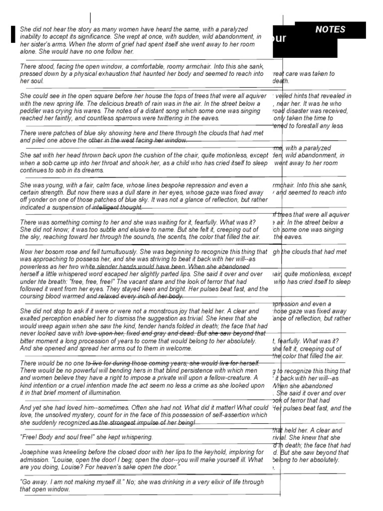 The Story of An Hour English 9 | PDF