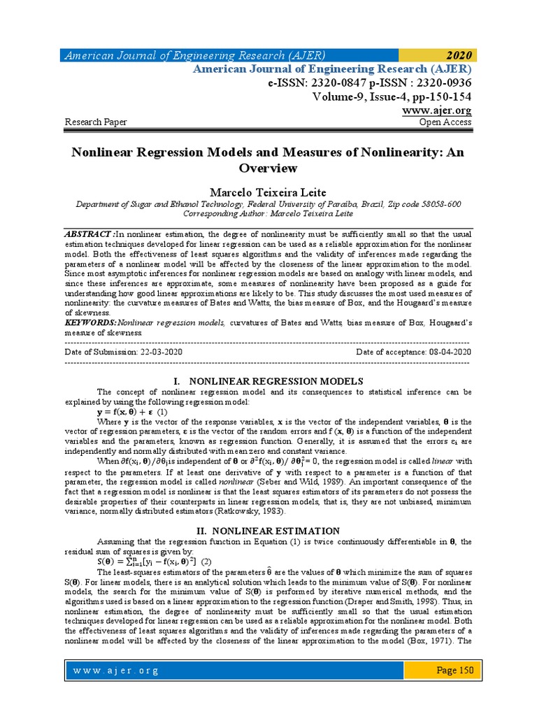 Overview of Nonlinear Regression Models | PDF