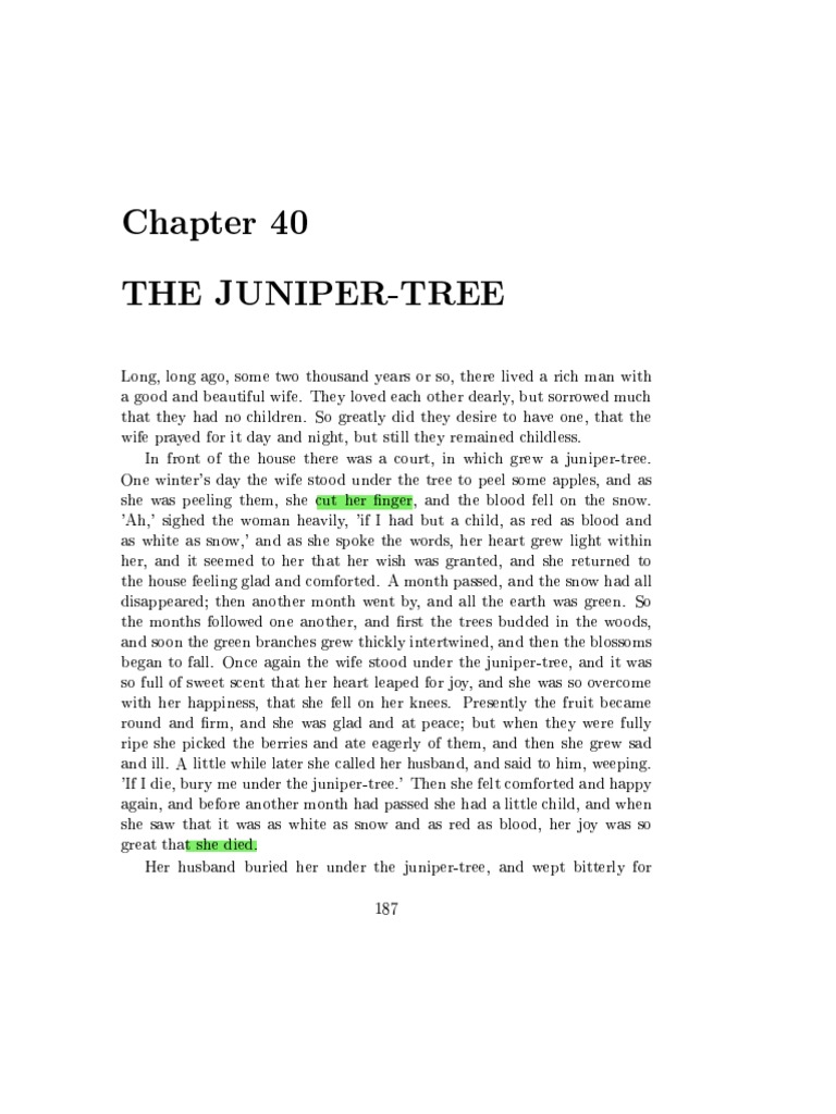 Juniper Tree - Grimms Collection of Fairy Tales | PDF