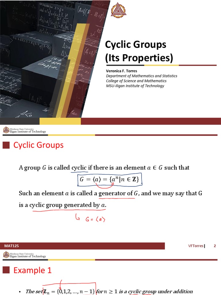 Cyclic Groups (Its Elementary Properties) | PDF | Group (Mathematics) | Integer